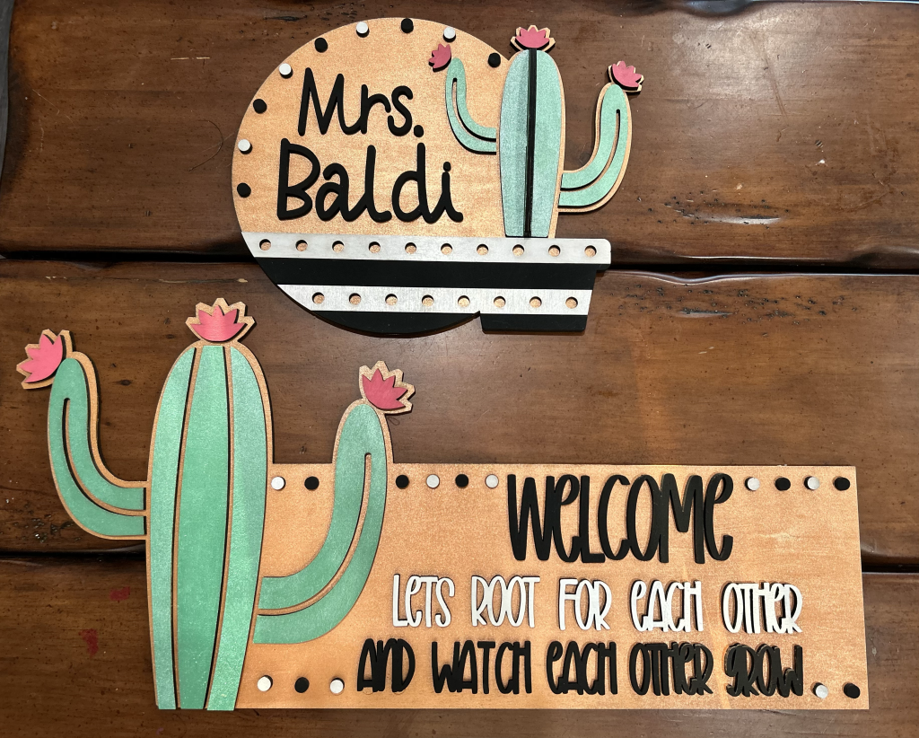 Cactus Teacher and Welcome sign → QuizmyBrainz